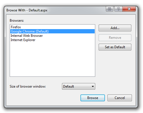 How to change the default browser in Visual Studio programmatically with PowerShell and possibly ...